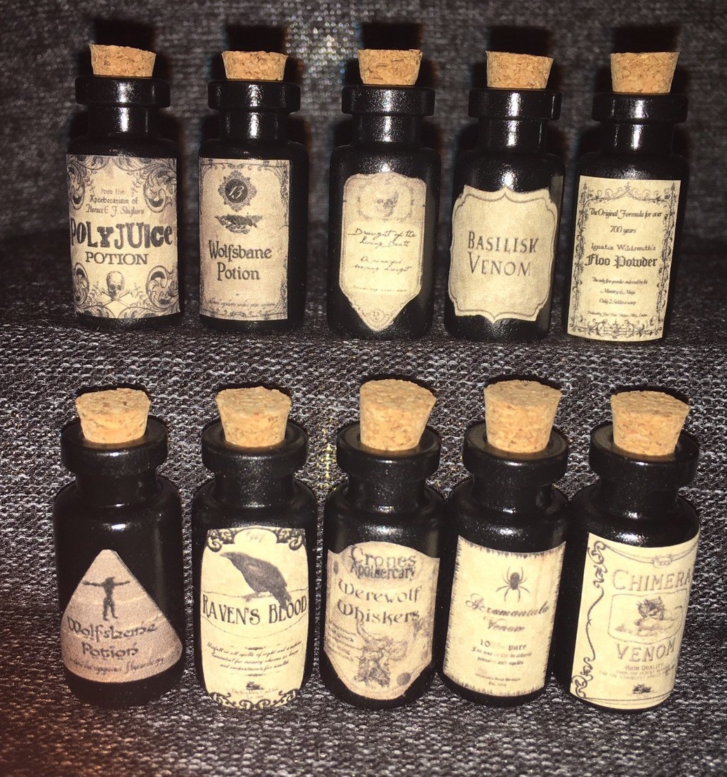 LABELS ONLY Knockturn Alley Dark Arts Potion Apothecary Bottles Harry ...