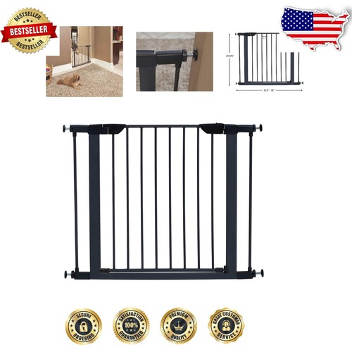 29-Inch Tall Graphite Steel Pet Gate – Easy Walk-Through Pressure ...