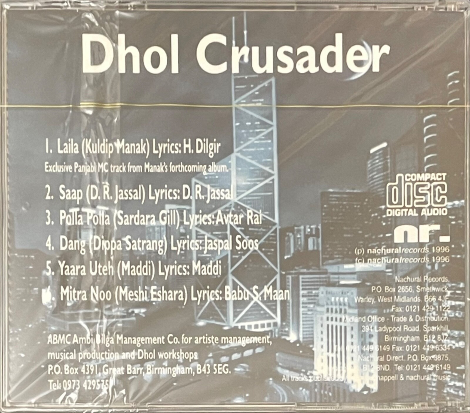 Ambi Bilga’s Dhol Crusader - RARE NACHURAL RECORDS Bhangra CD MADE IN ...