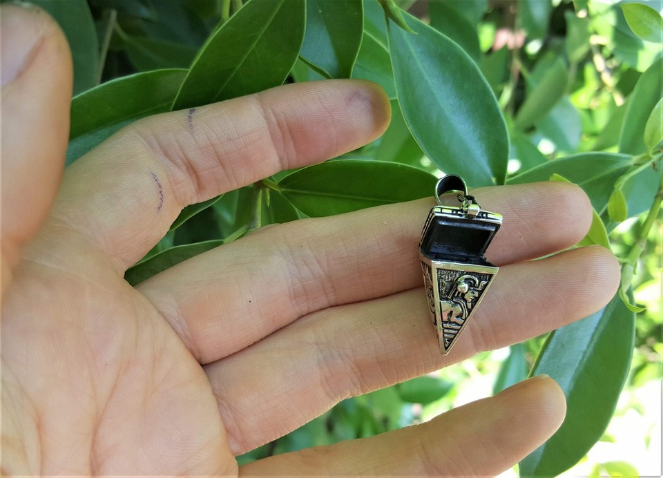 Egyptian Pyramid Locket Pendant STERLING SILVER 925 Anubis Great Sphinx ...