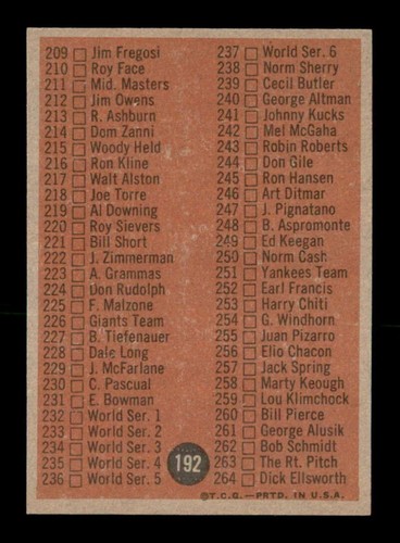1962 Topps #192 Checklist 3 NM X3407628 | eBay