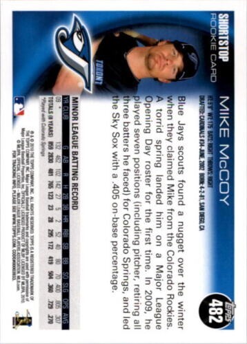 2010 Topps Baseball #482 Mike McCoy RC | eBay