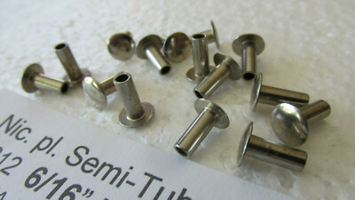 Semi TUBULAR Truss head RIVET 250 & 312 solid Steel NICKEL pl. & BLACK ...