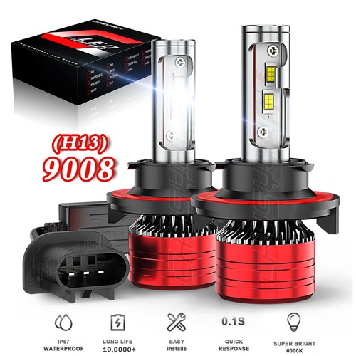 Pair 9008 H13 LED Headlight Bulbs High Low Beam 6000K For Hummer H3 ...