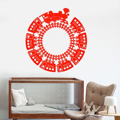 Vinyl Wall Decal Cartoon Train Rails Children's Room Decor Stickers ...