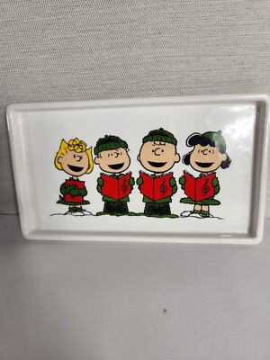 Peanuts Holiday Tray Serving Dish Ceramic Charlie Brown Lucy Linus ...