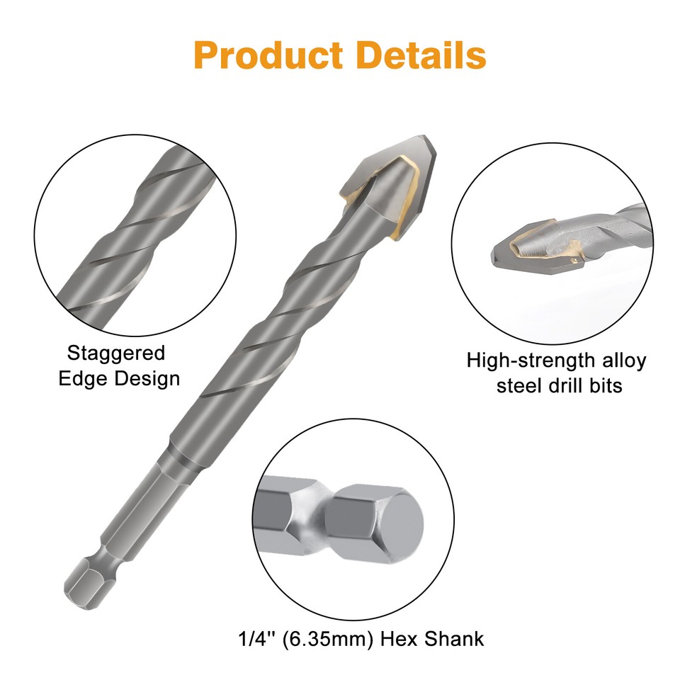 4pcs Eccentric Twist Drill Bits High Strength Oblique Head Drill Bit 6 ...