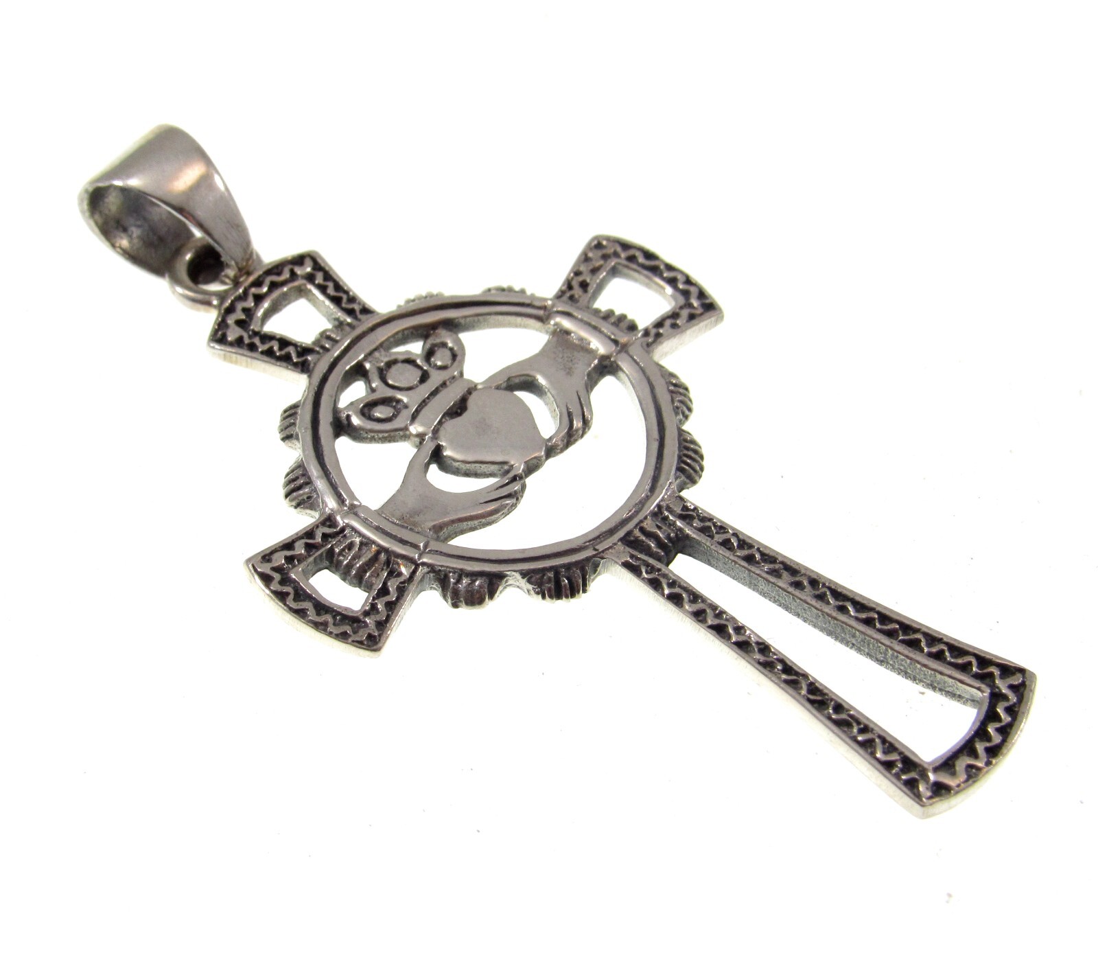 Handcrafted Solid 925 Sterling Silver Celtic Claddagh Knot Ankh Cross ...