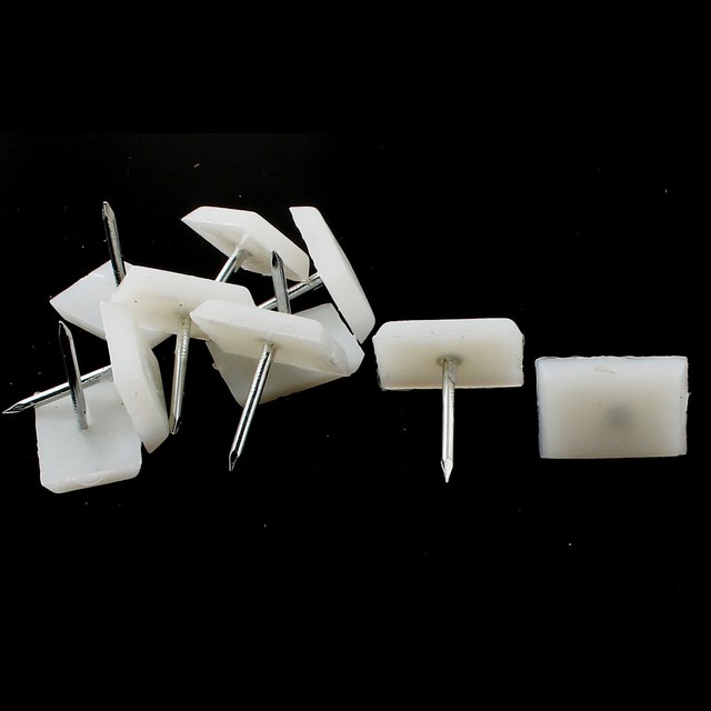 Metal Pin Rectangle Head Design Furniture Glide Nails White 10 Pcs for ...