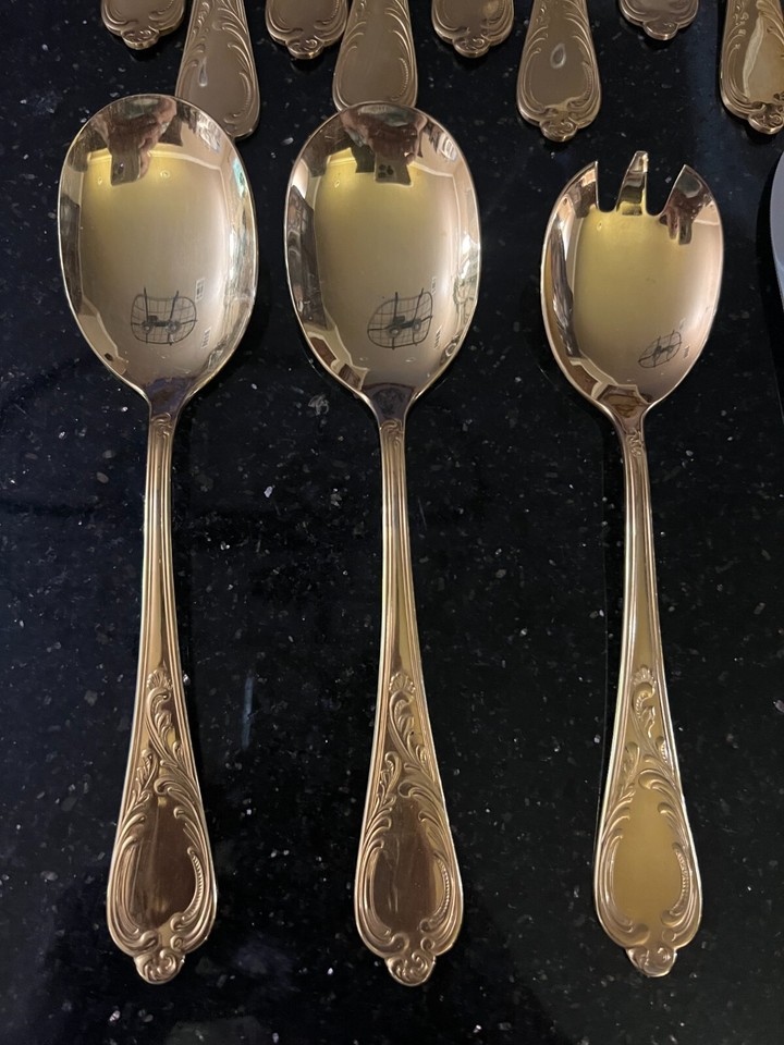 Vintage German Bestecke Solingen 23/24kt Gold Plated-Service for 8 plus ...