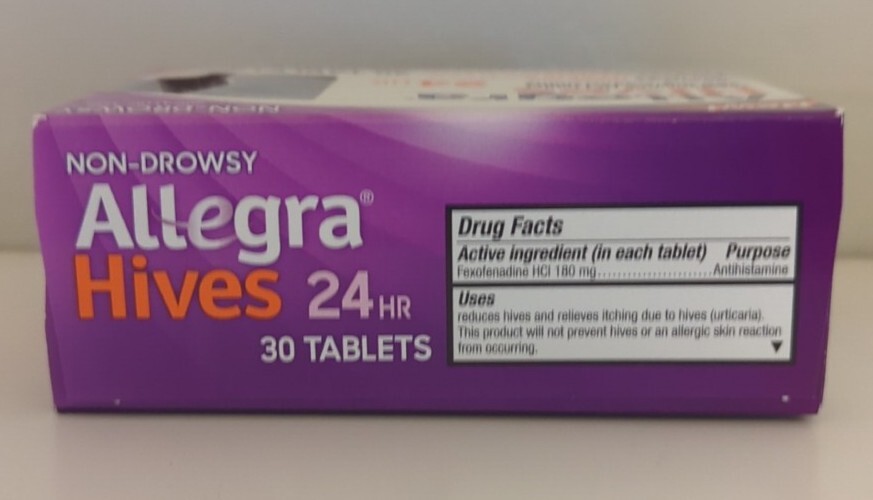 Allegra Hives 24 HR 30 Tablets fexofenadine HCl 180mg Exp. 12/24 New | eBay