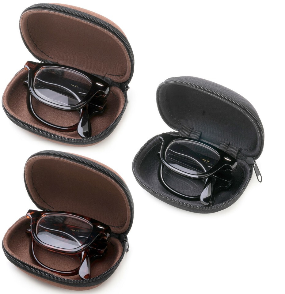 Compact Reading Glasses Foldable with Carry Case Classic Folding Reader ...