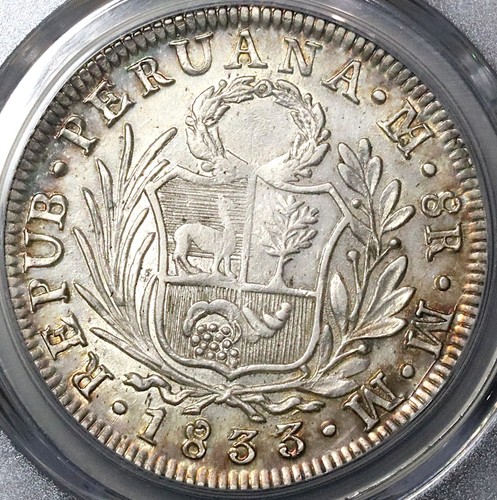 1833 PCGS XF Peru 8 Reales Lima Standing Liberty Silver Coin (22101702C ...