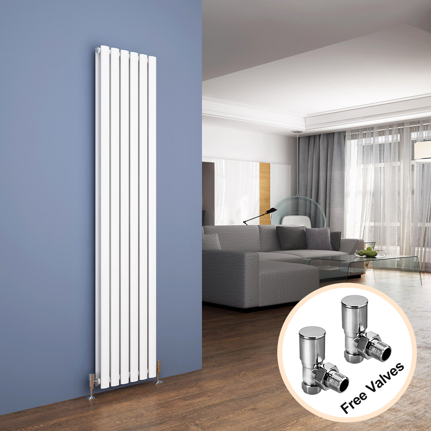 Vertical Column / Panel Double Designer Radiator White Central Heating ...