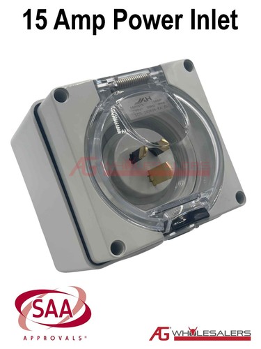 15 Amp Power Inlet IP66 240V 1Ph Caravan Motor Home Electrical ...