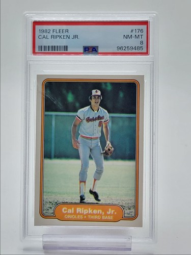 CAL RIPKEN JR. 1982 FLEER BASEBALL ROOKIE ORIOLES #176 RC PSA 8 Q1518 ...