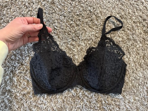 Victoria's Secret 34DD Black Floral Lace Date Racerback Padded Bra Sexy ...