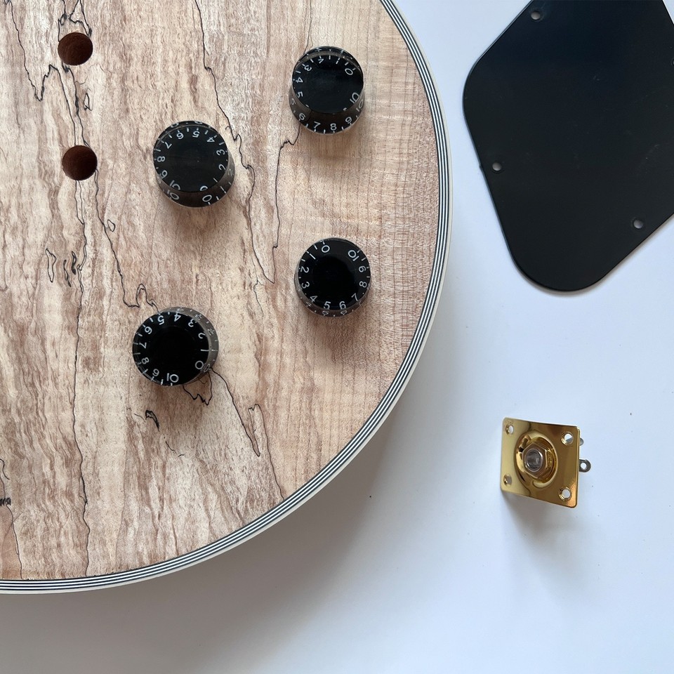 DIY Electric Guitar Kits Set In Unfinished Spalted Maple Top Arch-top ...