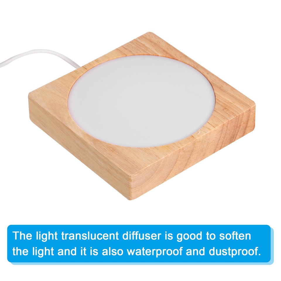 4 Inch Wooden LED Light Base Wood Light Display Base Stand Lighting ...