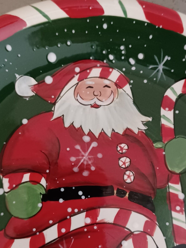 3 Certified International Susan Winget Peppermint Santa Christmas ...