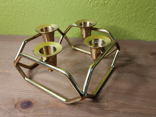 Mid Century Modern Solid Brass Retro Geometric Candlelabra 4 ...