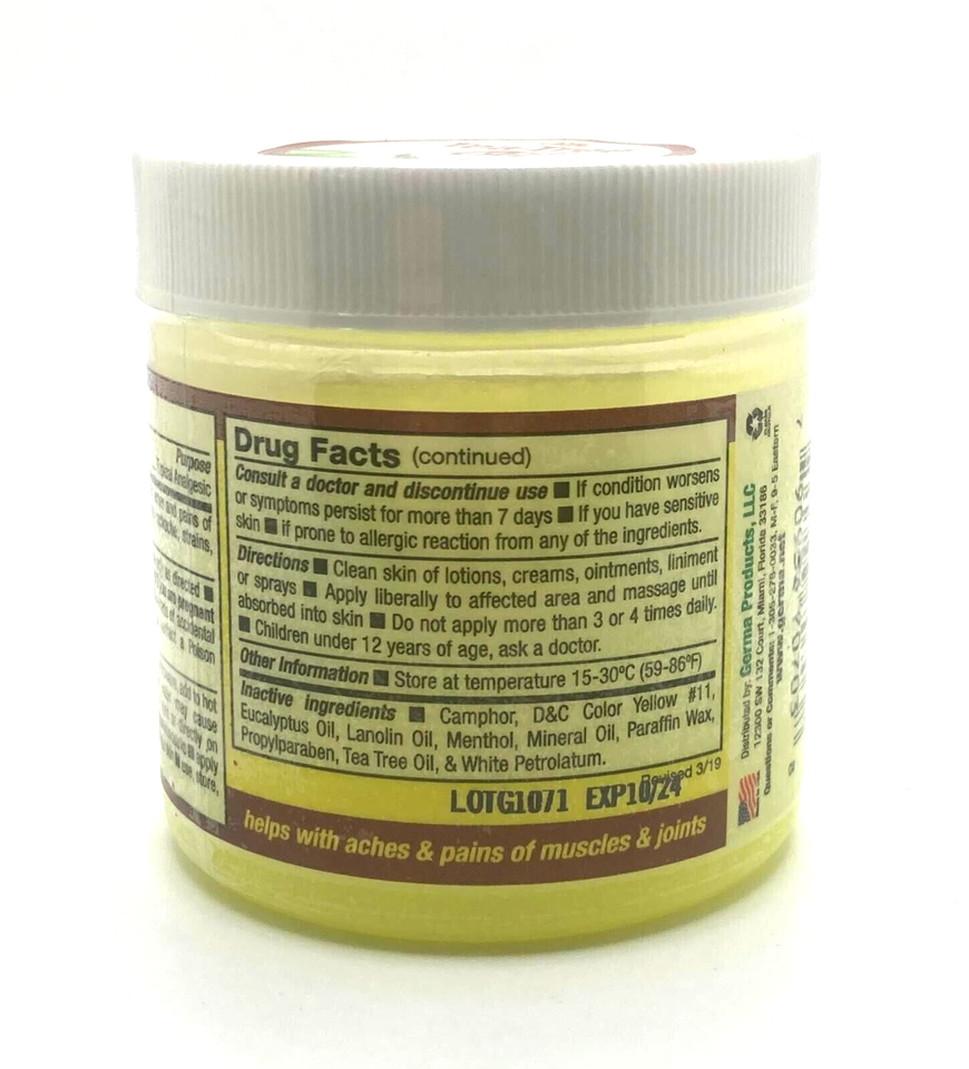 Germa Ubre Plus 3 oz Topical Analgesic Ointment - Muscle & Joint Pain ...