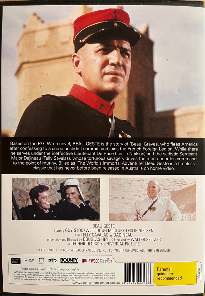 BEAU GESTE DVD 1966 Douglas Heyes Guy Stickwell Telly Savalas AS NEW ...