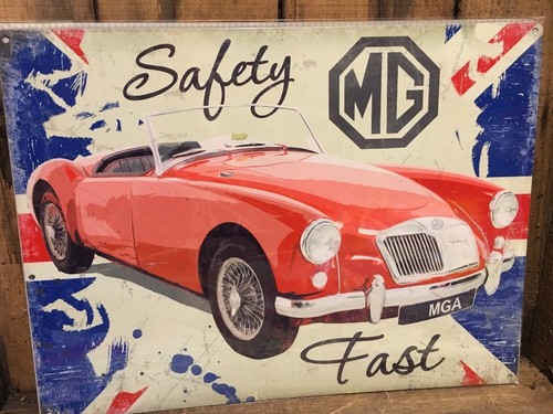 MG "Safety Fast" New Repro Tin Sign British Made | eBay Australia
