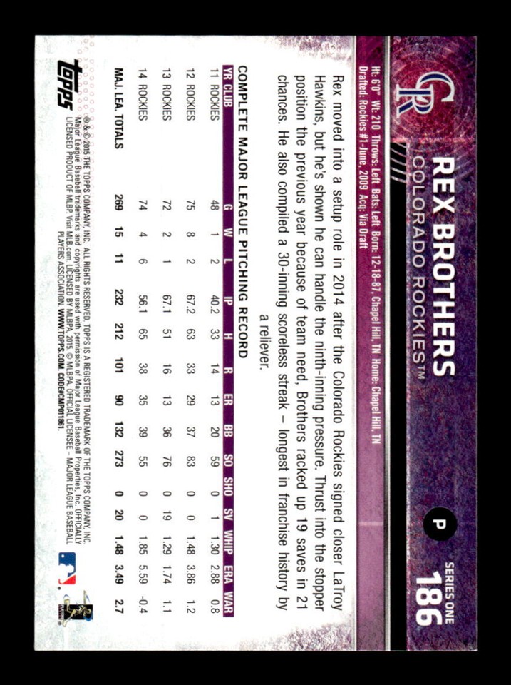 2015 Topps Rex Brothers #186 | eBay