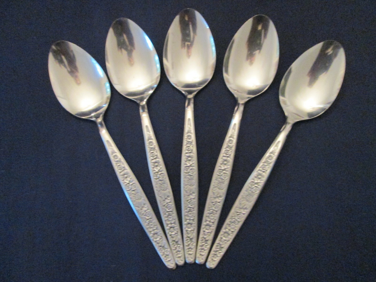 SET 5 SOUP or PLACE SPOONS! Vintage INTERPUR stainless: JARDINERA ...