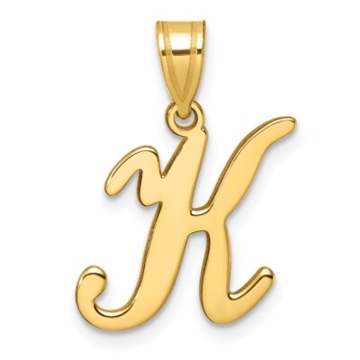 14K Yellow Gold Script Letter K Initial Pendant YC1540K | eBay
