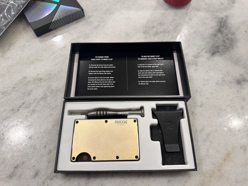 NEW RIDGE WALLET MINIMALIST 18K GOLD NIB CASH STRAP MONEY CLIP ...