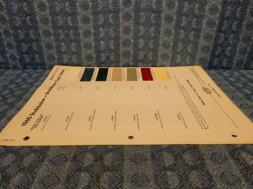 1960 Studebaker & Studebaker Truck Original Paint Color Chip Chart - 2 ...