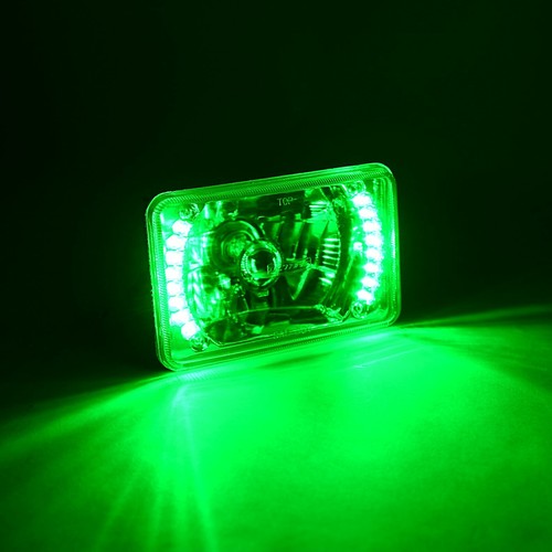 4X6" Green LED Halo Drl Halogen Headlight Headlamp Light Bulbs Crystal ...