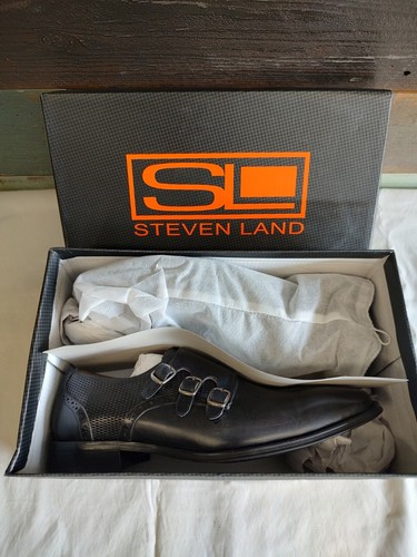 Steven Land SL0098, Ombre leather dress shoe, monk strap, Dark Grey ...