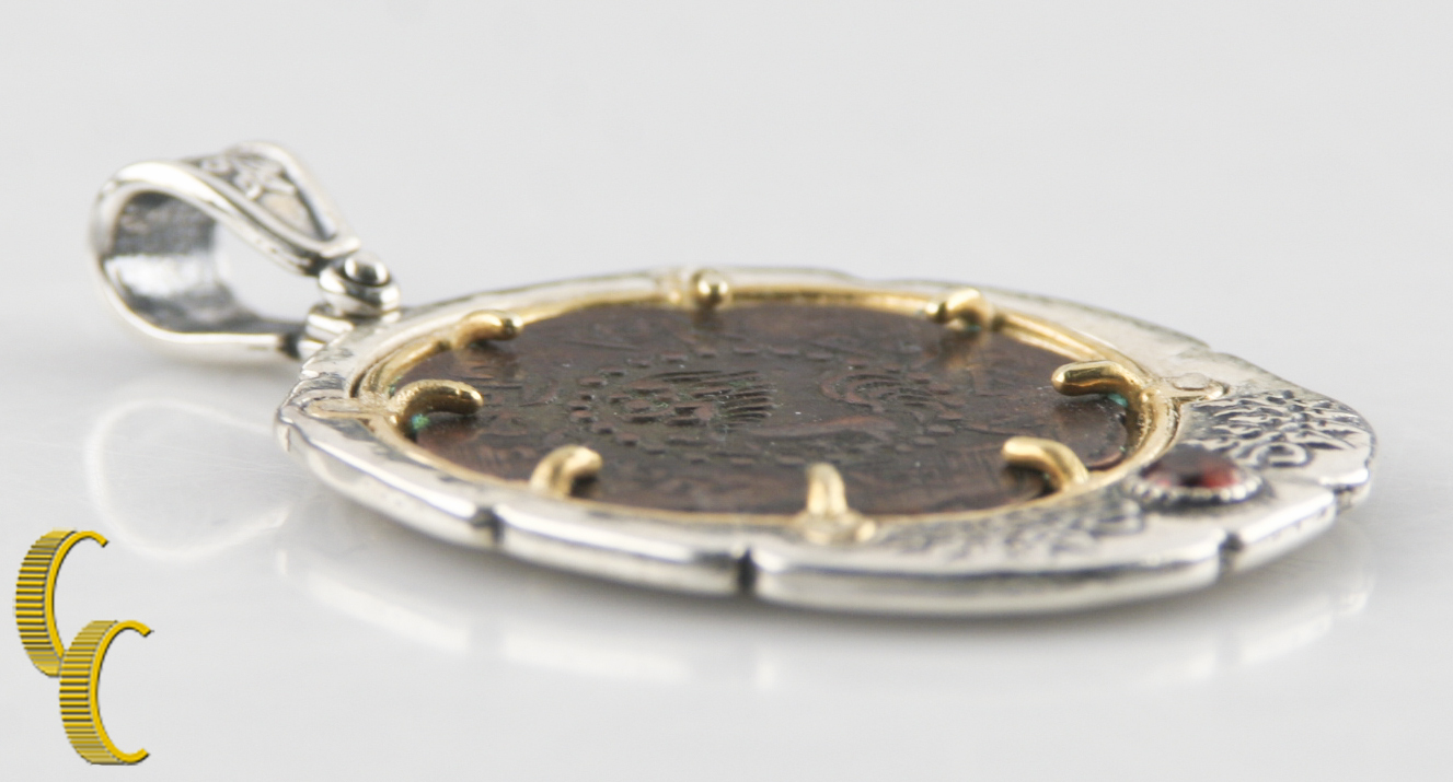 TIBET COIN IN 2 TONE SILVER BEZEL WITH TOURMALINE PENDANT | eBay