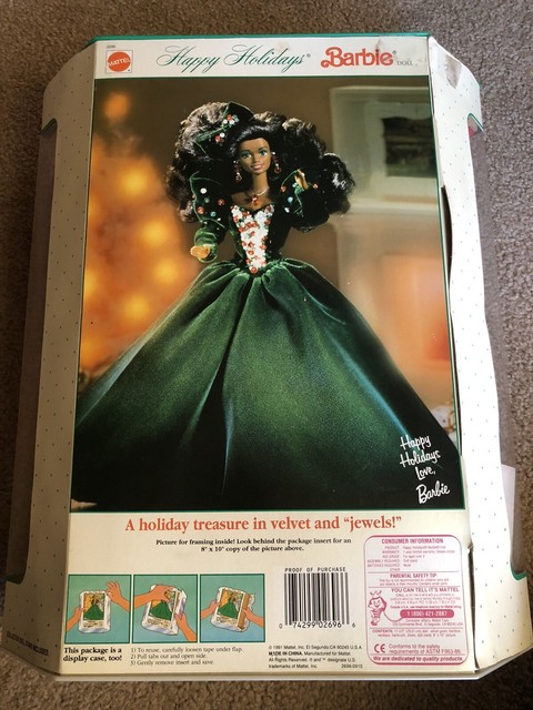 Mattel 1991 African American Happy Holidays Barbie Doll 2696 for sale ...