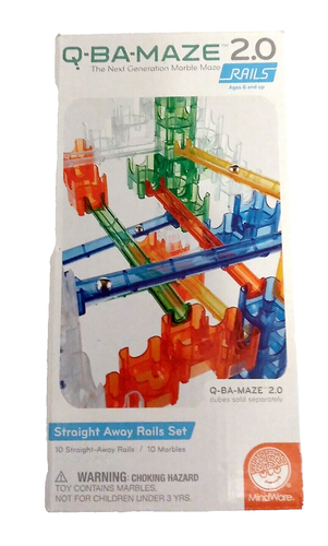 Mind Ware Q-BA-MAZE 2.0 Straight Away Rails Set with Marbles HTF New ...