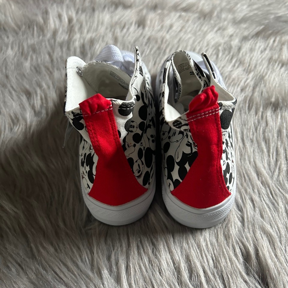 Disney Mickey Mouse High Top Sneakers Womens Size 8 White Black Lace Up ...