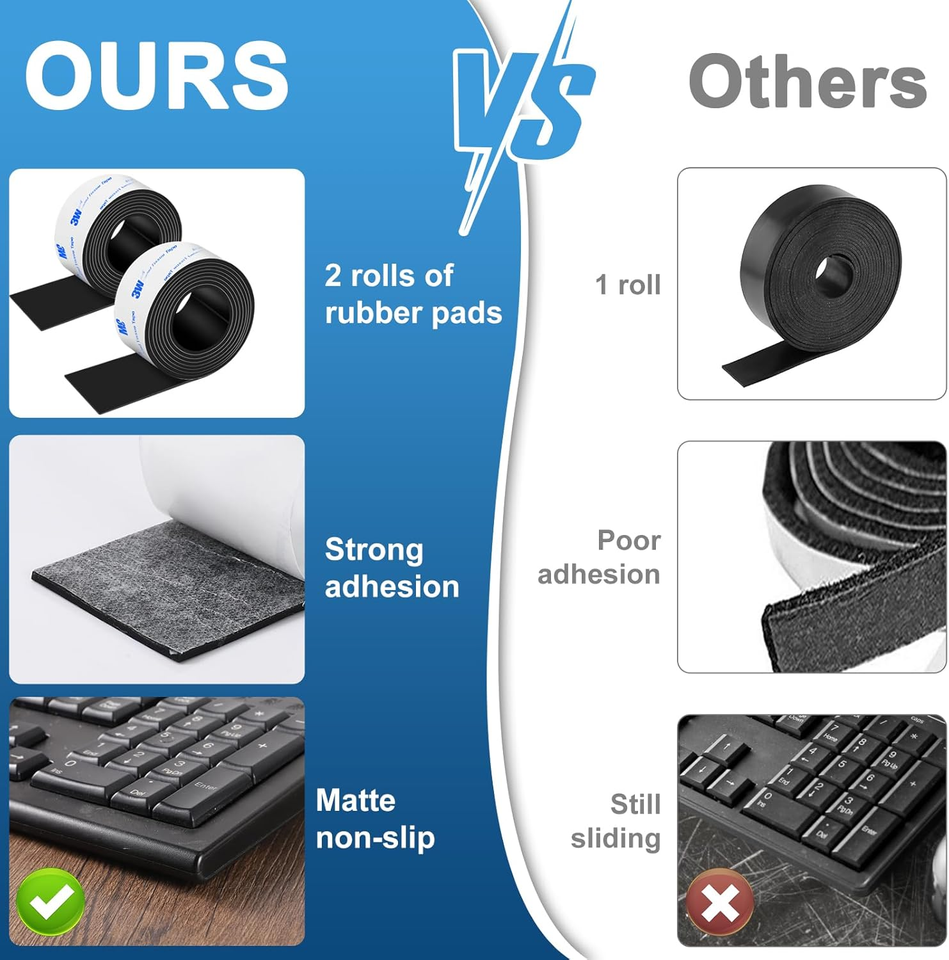 Adhesive Rubber Strips, 2 Rolls Rubber Tape, Non Slip Adhesive Strips ...
