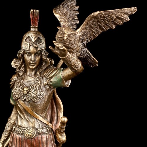 Athena Figure - With Spear and Owl - Athena Goddess Statue Greek ...