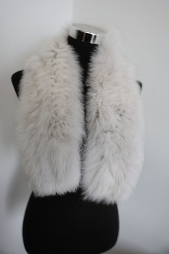 100% Real fox fur scarf /natural white fur neck wrap/cape/shawl 105*15 ...