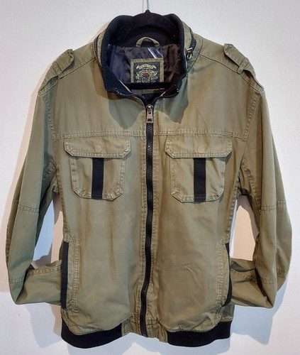 Xios New York Men's XXL GREEN DenimCotton Bomber Coat jacket bird print ...