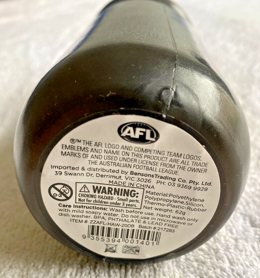 Hawthorn Hawks Plastic Water Bottle AFL 2019 Official Footy Merchandise ...