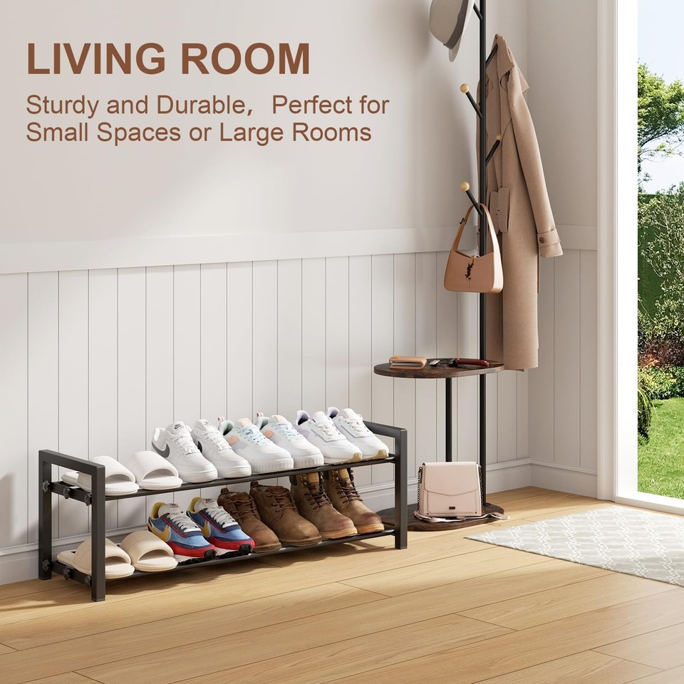 2-Tier Expandable Shoe Rack,Adjustable Shoe Shelf Storage Organizer ...