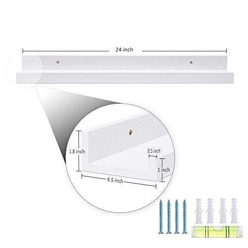 White Floating Shelves Wall Mounted Set Of 2 24 Inch Picture Ledge ...
