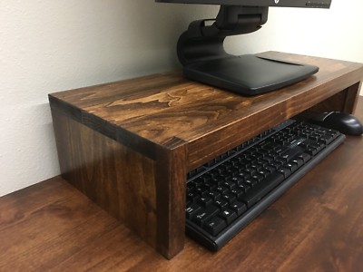 26" Computer Monitor Riser Stand Modern Style Rustic Wood by JDI Home ...