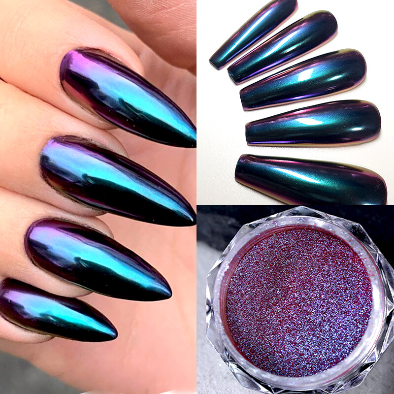 1Box Colorful Pearl Chrome Nail Powder Dust Pigment DIY Nail Art ...