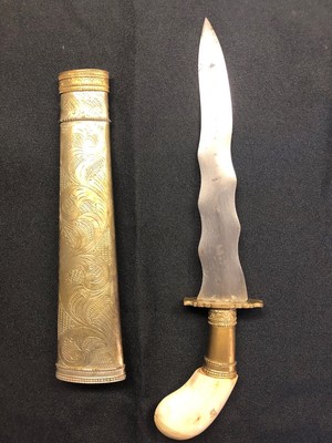 Antique Islamic Moro Gunong Dagger & Metal Scabbard | eBay