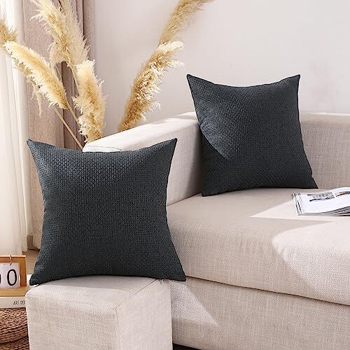 Woven Textured Throw Pillow Covers Cushion Cases Pack of 2 Polyester ...